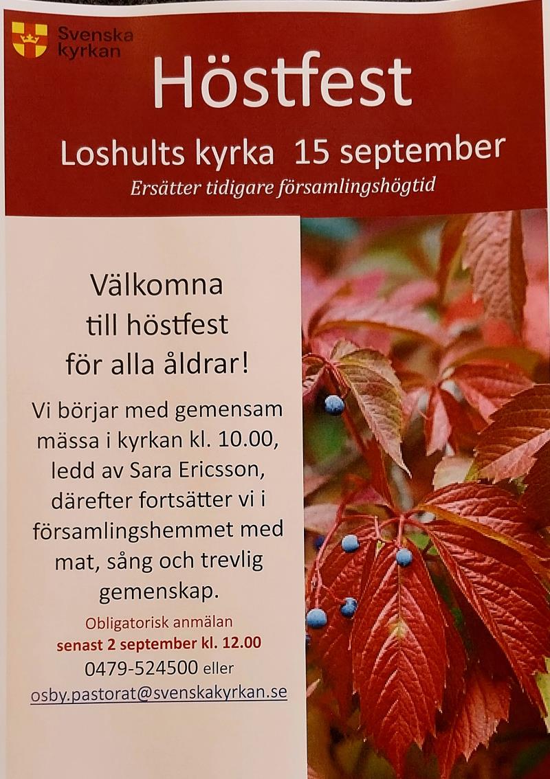 Höstfest i Loshult - Osby pastorat