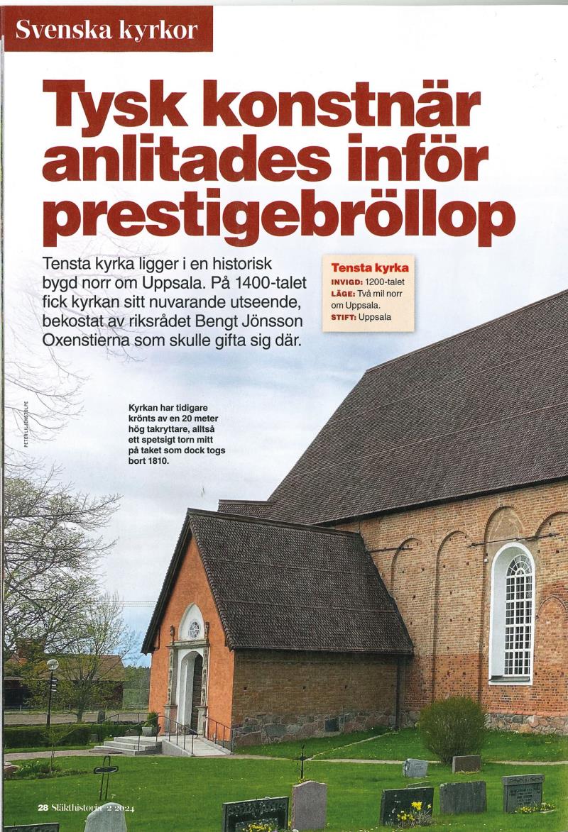 Tensta kyrka i tidningen Släkthistoria - Vattholma pastorat